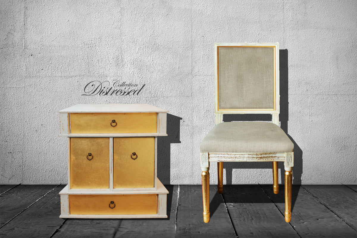 white shabby chic bedside table